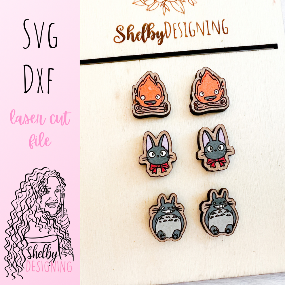 Studio Ghibli | Totoro | Jiji | Calcifer Stud Trio SVG – ShelbyDesigning