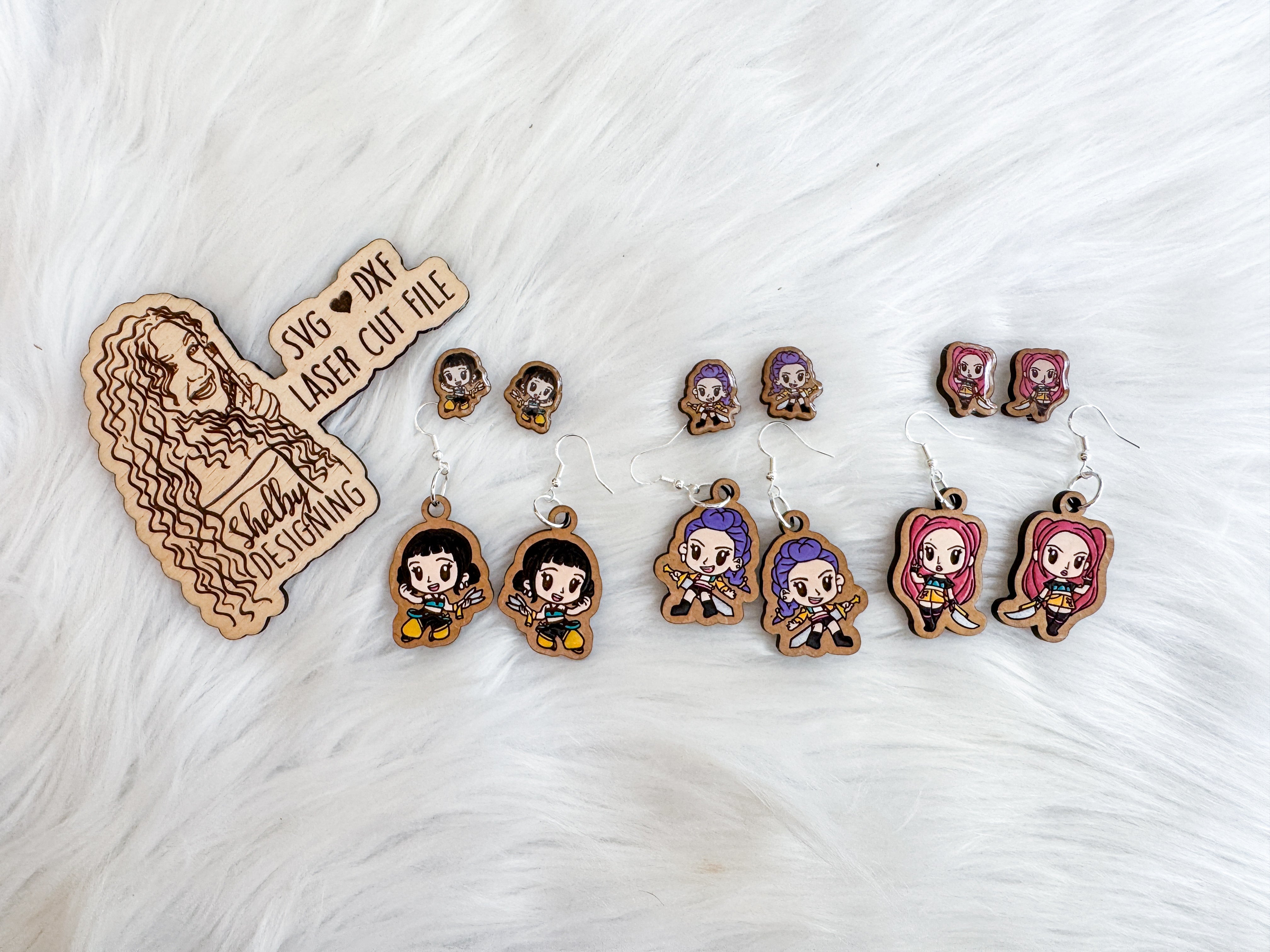 Huntrix Rumi, Mira & Zoey Chibi Stud + Dangle Earring Trio | SVG DXF L ...