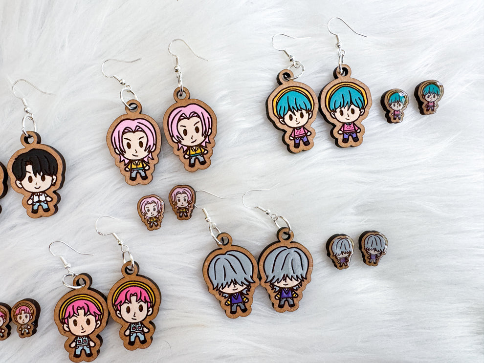 Saja Boys Chibi Character Stud + Dangle Earring Set | SVG DXF Laser Cu ...