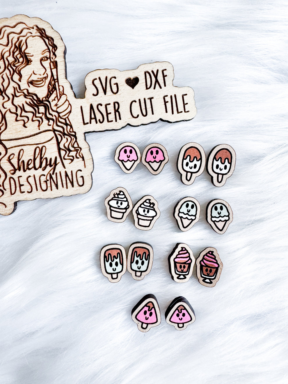 Kawaii Ice Cream Cuties Stud Earring Bundle SVG DXF Digital File ...