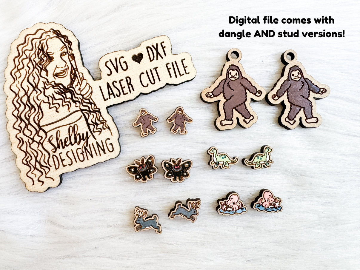 Cryptid Creatures Stud/Dangle Earrings Bundle SVG – ShelbyDesigning